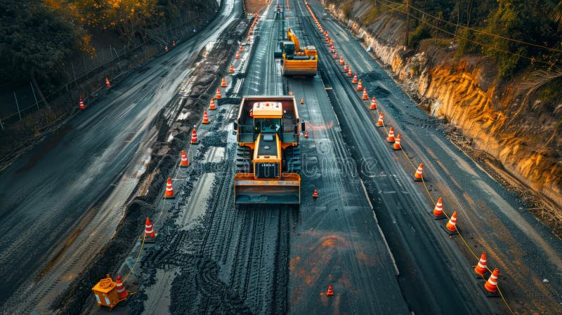 Civil Engineering Construction, Drone View of Ongoing Road Construction ...