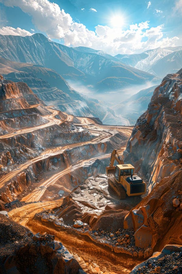 Civil Engineering Construction, Dynamic Scene of Large Excavator at ...