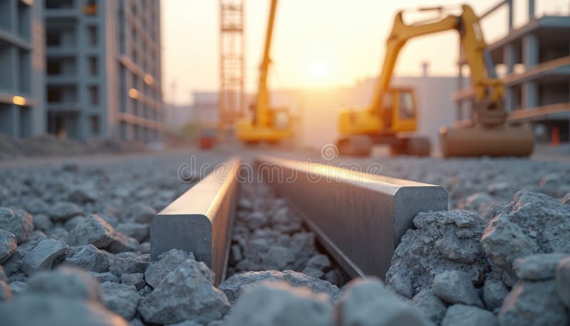 Civil Engineering Scene, Construction Site with Building. Concrete ...
