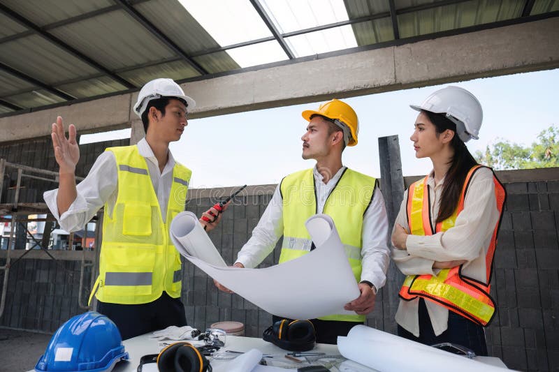 Civil Engineering Team Meets To Plan Work on Construction Project in ...