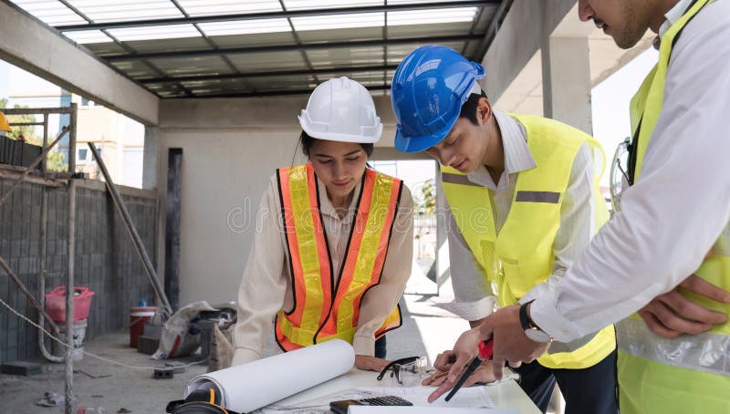 Civil Engineering Team Meets To Plan Work on Construction Project in ...