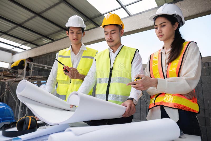 Civil Engineering Team Meets To Plan Work on Construction Project in ...