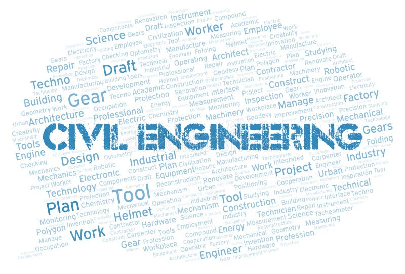 Civil Engineering Typography Word Cloud Create with the Text only Stock ...