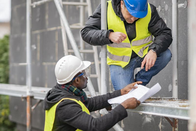 Civil Engineers Working on Construction Site Stock Image - Image of ...