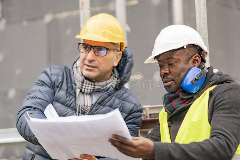 Civil Engineers Working on Construction Site Stock Image - Image of ...