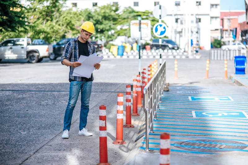 Civil Engineers Work on Large Road and Machinery Conditions Stock Photo ...