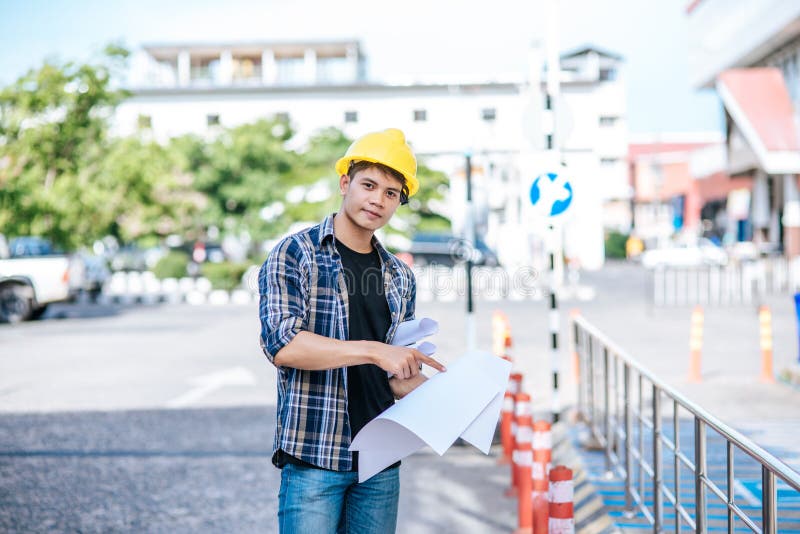 Civil Engineers Work on Large Road and Machinery Conditions Stock Photo ...