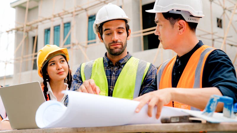 Portrait of Cvil Engineer with Safety Uniform Working at Construction ...