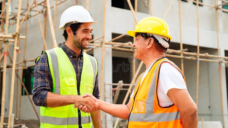 Civil Engineers Team with Safety Hard Hat Working Together at ...