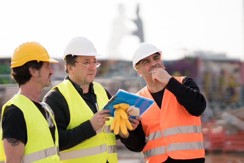 Civil Engineers at Work on Construction Site Stock Image - Image of ...