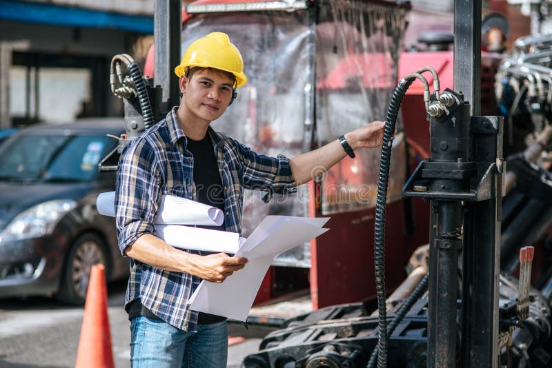Civil Engineers Work on Large Road and Machinery Conditions Stock Photo ...
