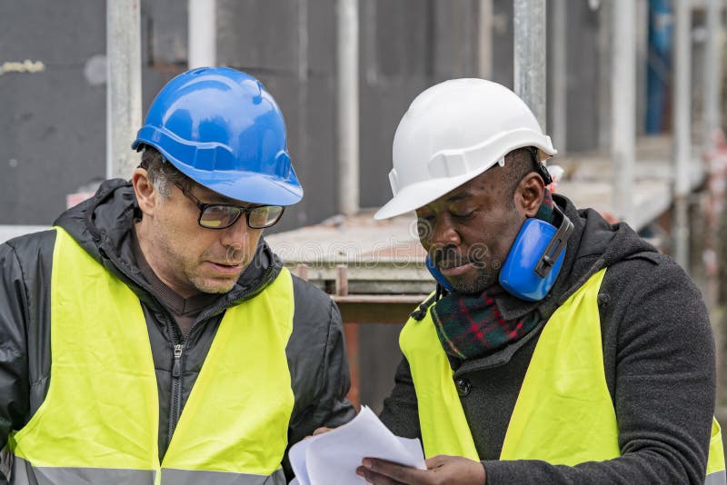 Civil Engineers Working on Construction Site Stock Photo - Image of ...