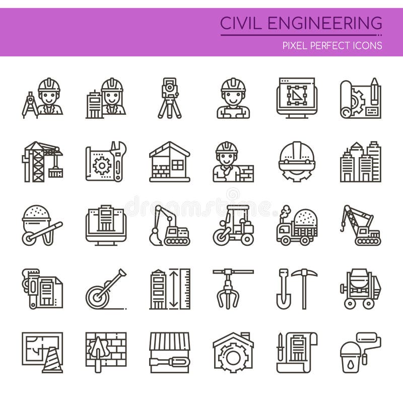 Civil Enginerring , Thin Line and Pixel Perfect Icons Stock ...