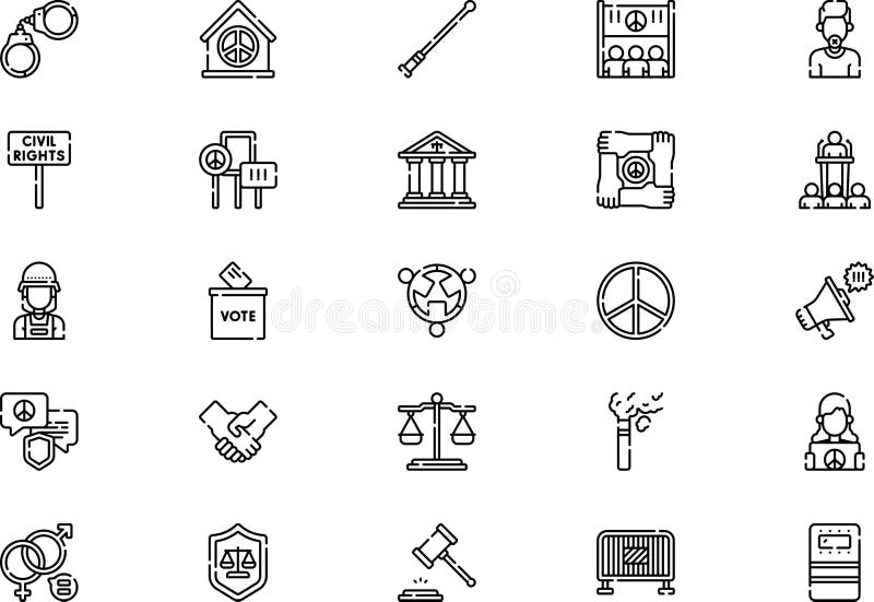 Civil Rights Movement Icons Collection is a Vector Illustration with ...