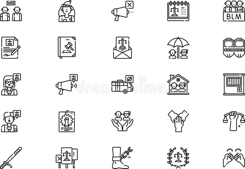 Civil Rights Movement Icons Collection is a Vector Illustration with ...