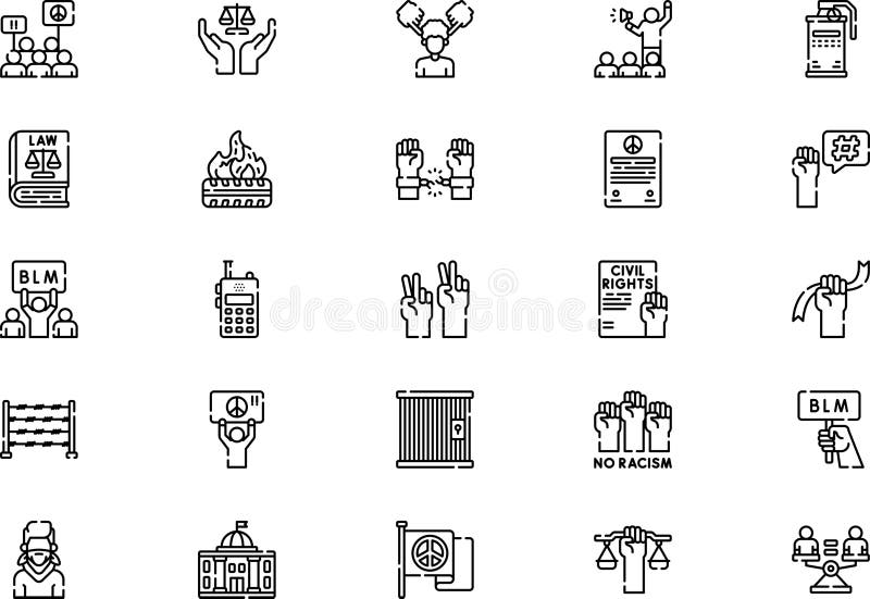 Civil Rights Movement Icons Collection is a Vector Illustration with ...