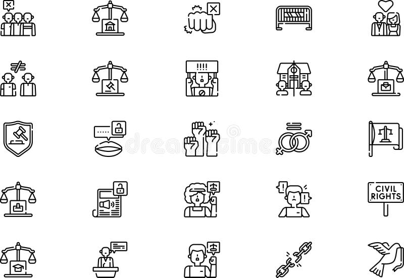 Civil Rights Movement Icons Collection is a Vector Illustration with ...