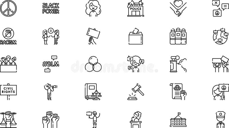 Civil Rights Movement Icons High-Quality Vector Icons Collection with ...