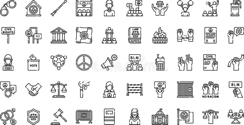 Civil Rights Movement Icons High-Quality Vector Icons Collection with ...