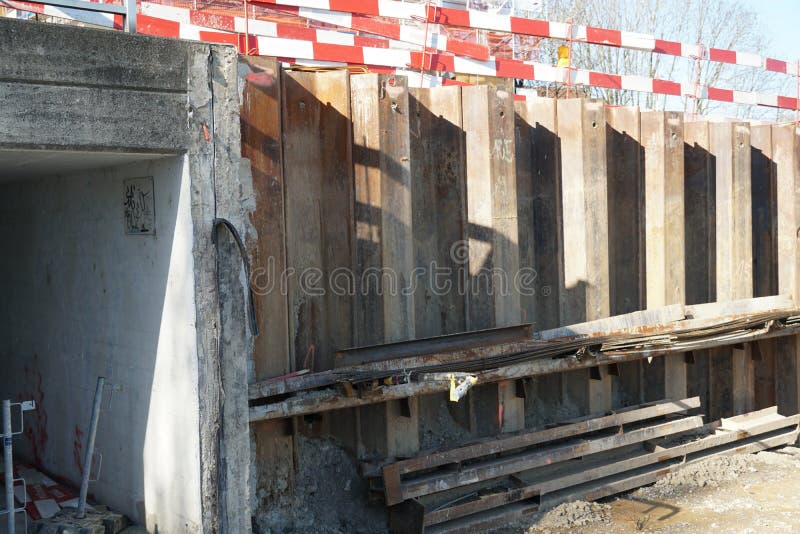 Civil and Underground Engineering Building Site with Barrier Planks in ...