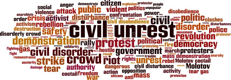 Civil unrest word cloud stock vector. Illustration of tear - 285414788