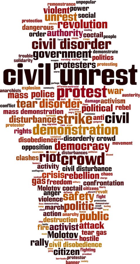 Civil unrest word cloud stock vector. Illustration of tear - 285414788