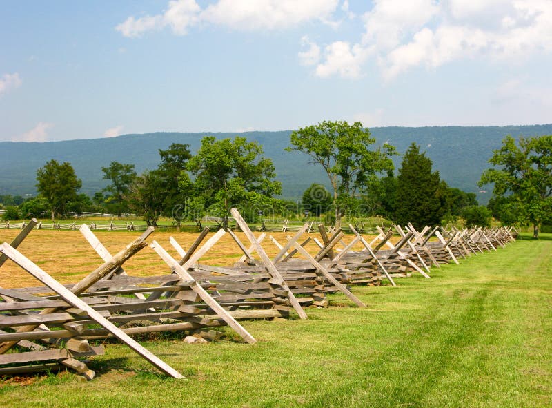 Civil War Battlefield with Fence Stock Image - Image of scenic, rural ...
