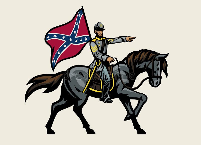 Civil War Confederate Commander Riding the Horse Stock Vector ...