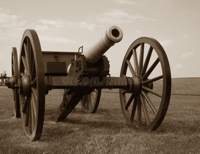 Civil War Era Military Cannon on Battlefield Stock Image - Image of ...