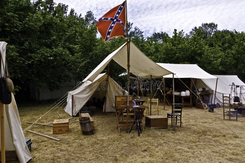 Civil War Tents stock image. Image of reenactment, flag - 75357423