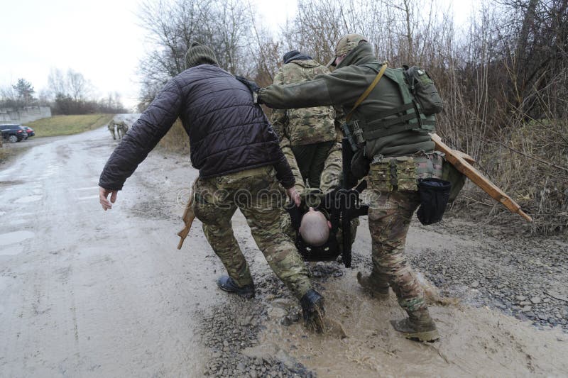 Civilians Take Part in a Military Training Session by the Right Sector ...