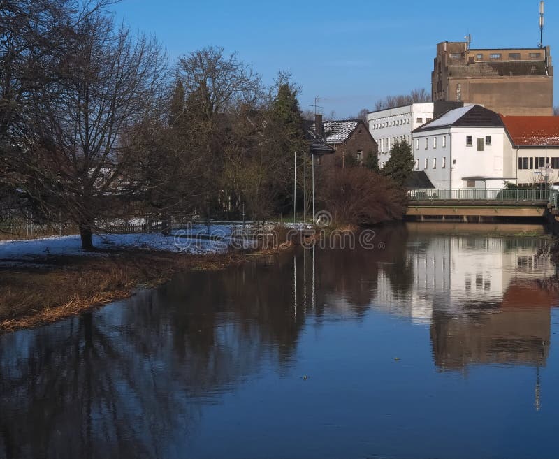 City of Grevenbroich Wevenlinghoven in Germany at Erft River Stock ...