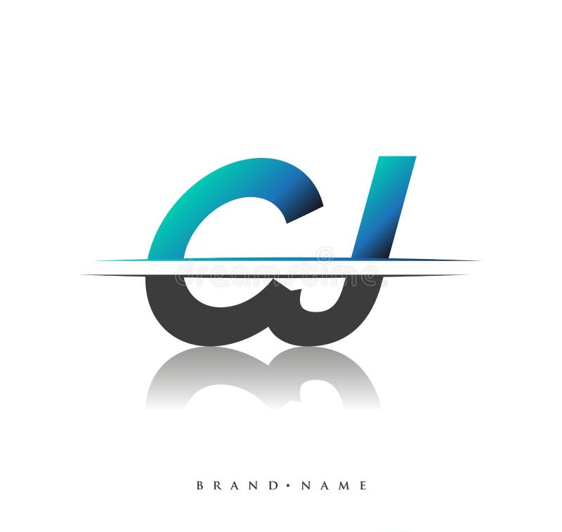 CJ Initial Logo Company Name Colored Black and Blue, Simple and Modern ...