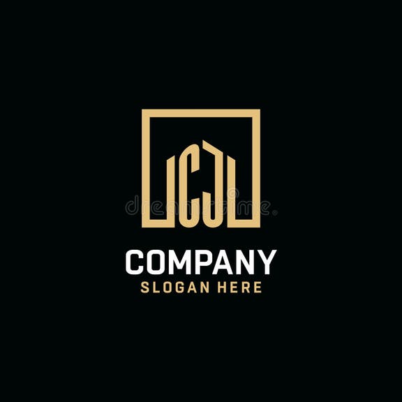 CJ Initial Monogram Logo Design with Square Shape Design Ideas Stock ...
