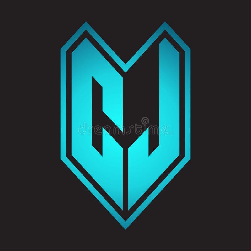 CJ Logo Monogram with Emblem Line Style Isolated on Blue Gradient ...