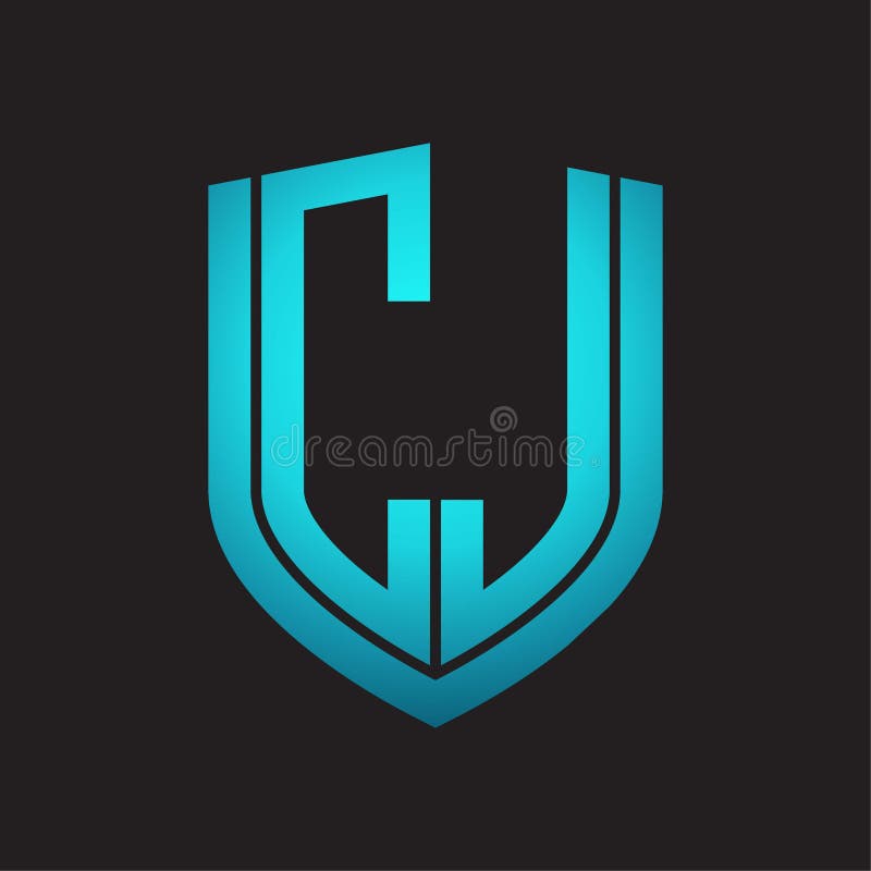 CJ Logo Monogram with Emblem Shield Design Isolated with Blue Colors on ...