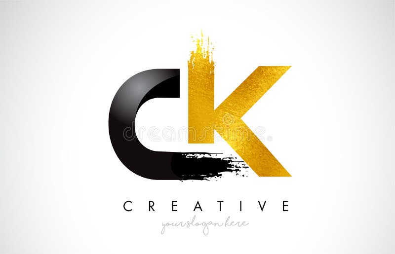 CK Letter Design with Brush Stroke and Modern 3D Look Stock Vector ...
