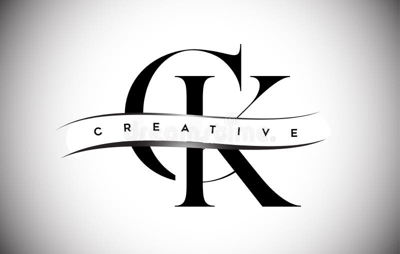 CK Letter Logo with Serif Letter and Creative Cut in the Middle Stock ...