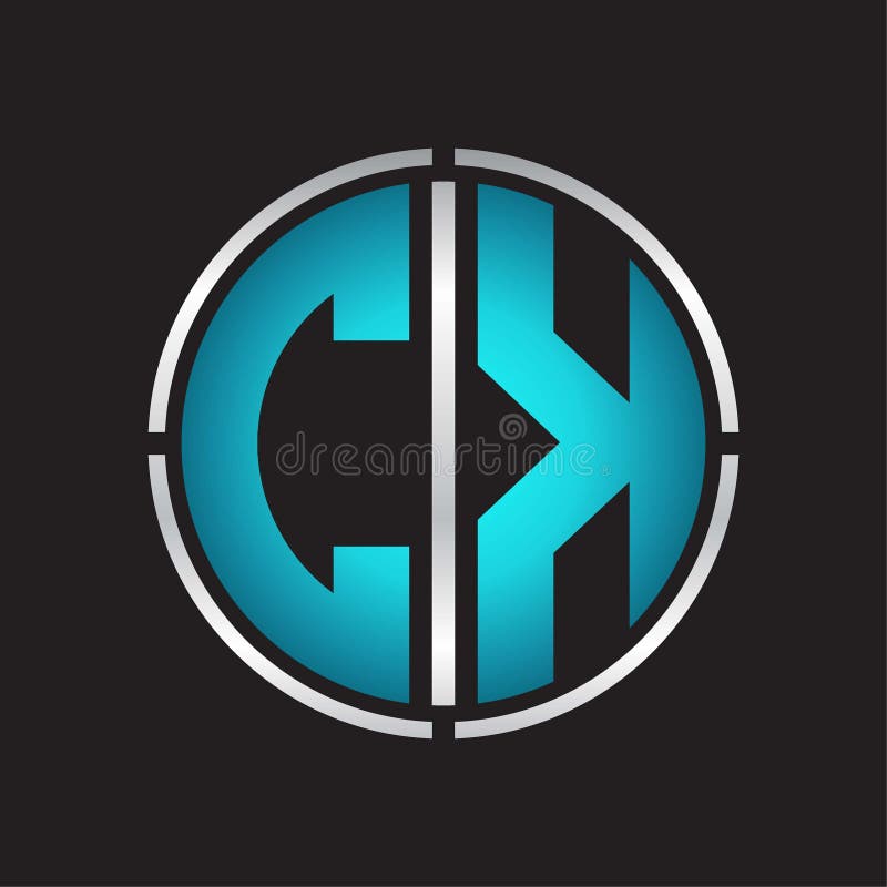 CK Logo Initial with Circle Line Cut Design Template on Blue Colors ...