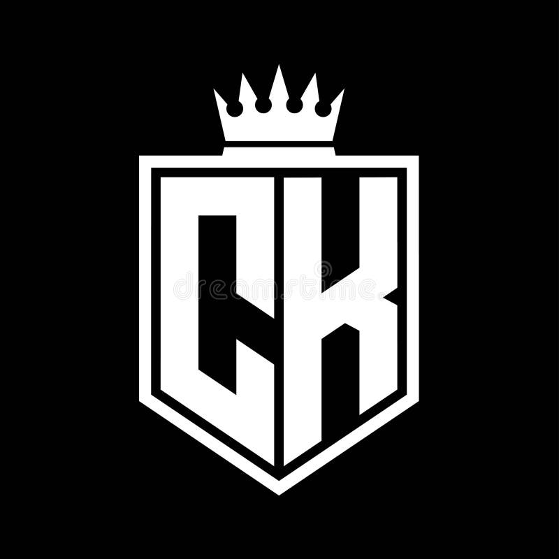 CK Logo Monogram Bold Shield Geometric Shape with Crown Outline Black ...