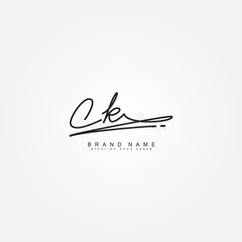 CK Simple Signature Logo - Handwritten Vector Template for C and K Logo ...