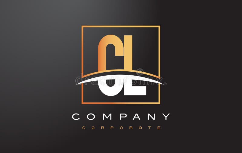 CL C L Golden Letter Logo Design with Gold Square and Swoosh. Stock ...