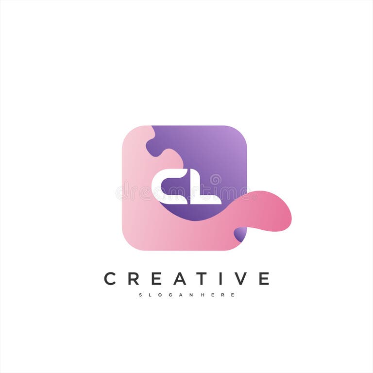 CL Initial Letter Logo Icon Design Template Elements with Wave Colorful ...