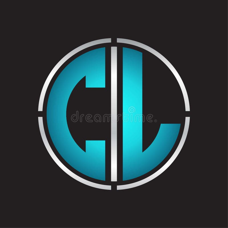 CL Logo Initial with Circle Line Cut Design Template on Blue Colors ...