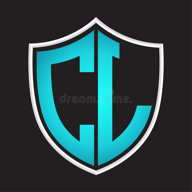 CL Logo Monogram with Shield Shape Isolated Blue Colors on Outline ...