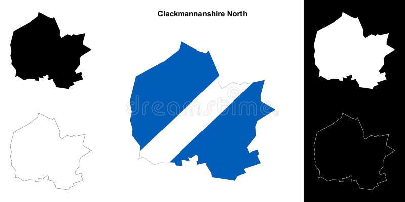 Clackmannanshire North Outline Map Stock Vector - Illustration of ...