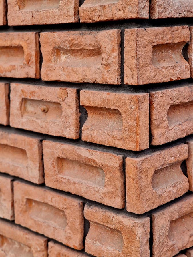 Cladding the House and Columns Using Textured Bricks in Rows One Stock ...