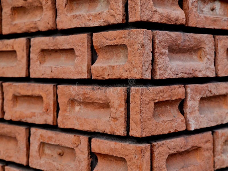 Cladding the House and Columns Using Textured Bricks in Rows One Stock ...