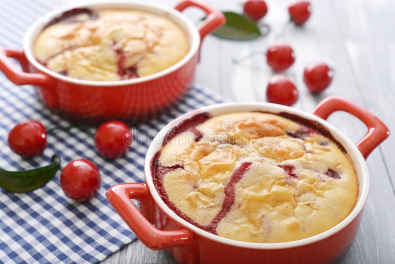 Clafoutis with sour cherry stock photo. Image of green - 22064746