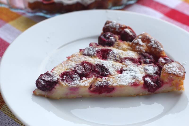 Clafoutis with sour cherry stock photo. Image of green - 22064746